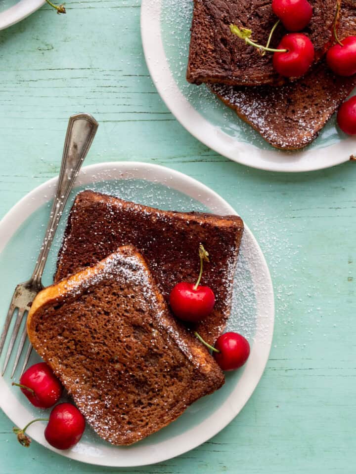 Double-Dipped Chocolate Brioche French Toast Recipe - Little Black Skillet