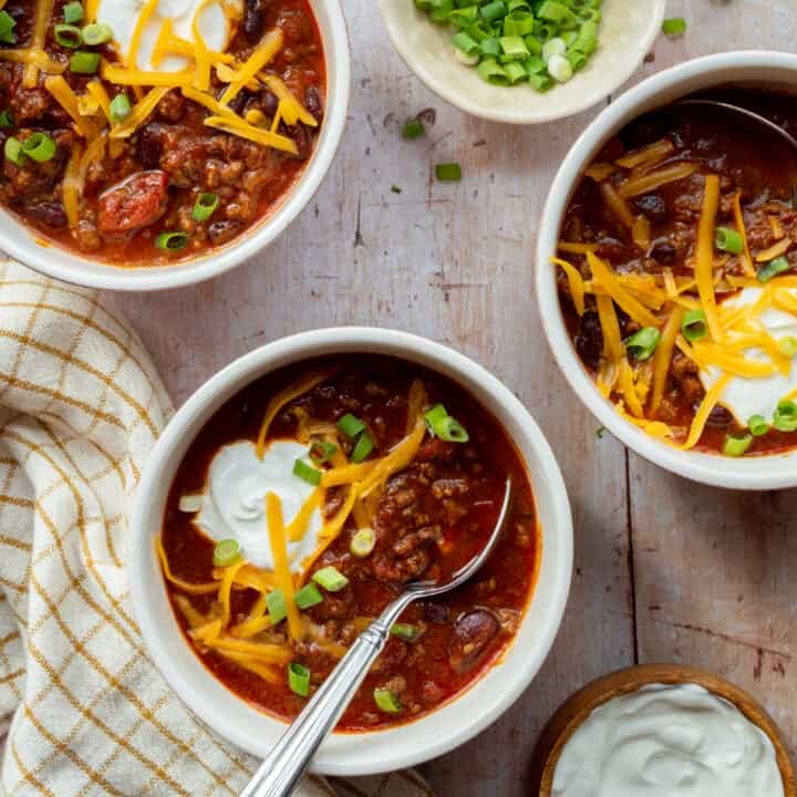 Beef Chili (with copycat French's Chili-O Seasoning) - Little Black Skillet