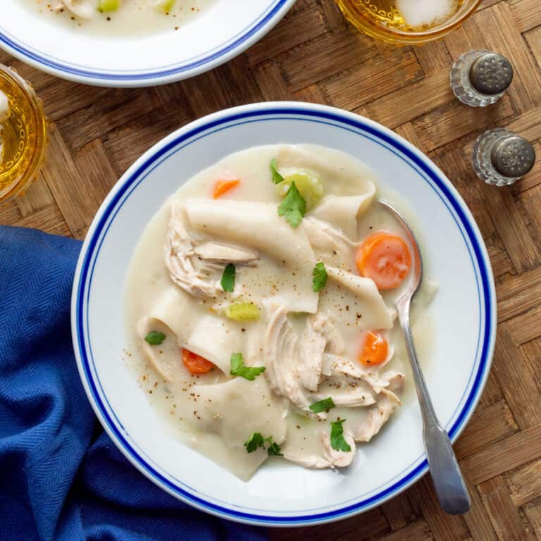 Southern Chicken and Dumplings with Anne's Dumplings - Little Black Skillet