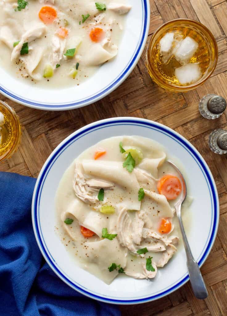 Southern Chicken and Dumplings with Anne's Dumplings - Little Black Skillet