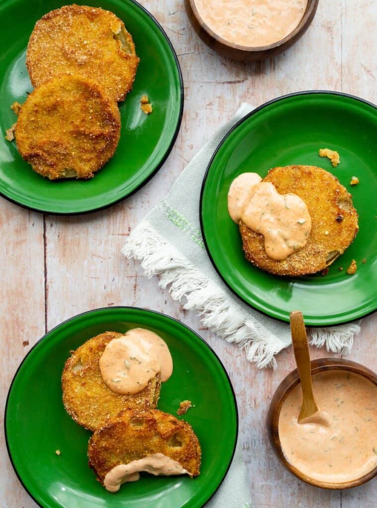 Southern Fried Green Tomatoes with Tangy Remoulade - Little Black Skillet