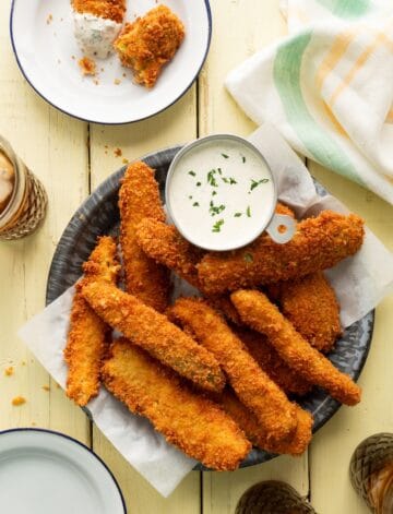 Crispy Frickles (Fried Pickles) with Ranch Dressing - Little Black Skillet